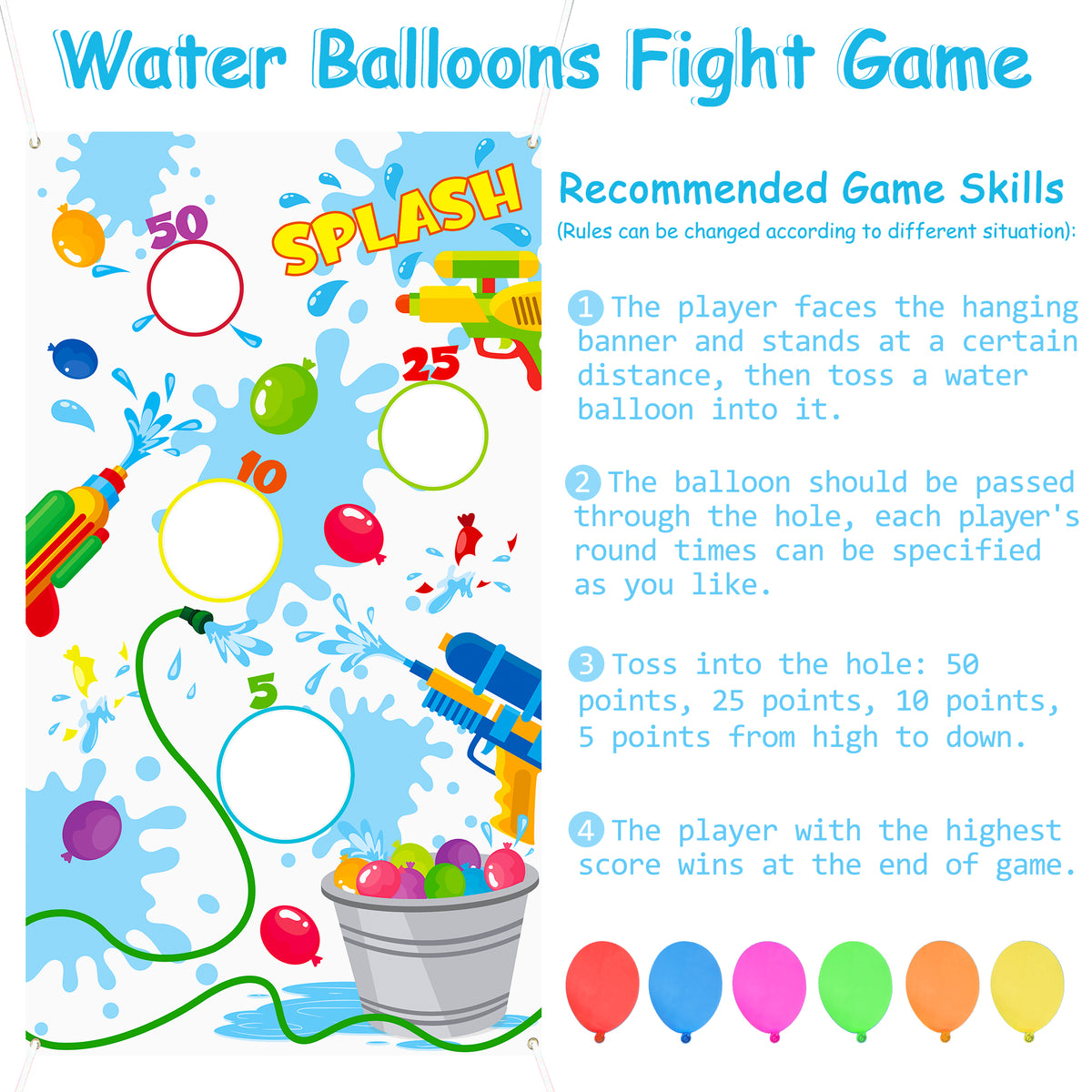 CY2SIDE 501PCS Water Balloons Toss Game and Refill Kits, Colorful Ball